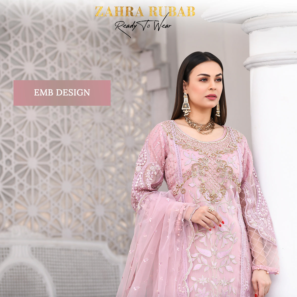 Lilac Floral EMB Design – Zahra Rubab